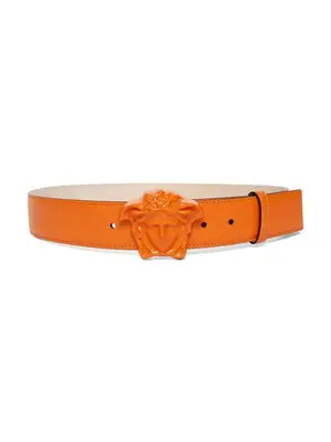  Medusa Buckle Palazzo Belt, Orange