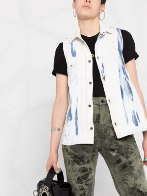 DIESEL® Sleeveless Bleached Denim Jacket