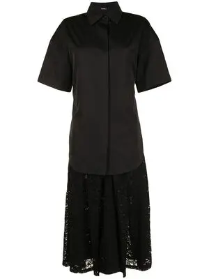 Goen.j Shirt-layered Pleated Lace Dress