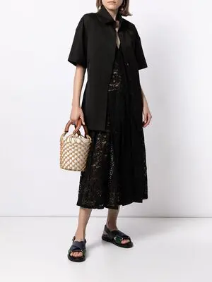 Goen.j Shirt-layered Pleated Lace Dress