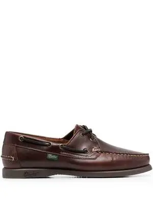 Paraboot Contrast Stitching Boat Shoes - Brown