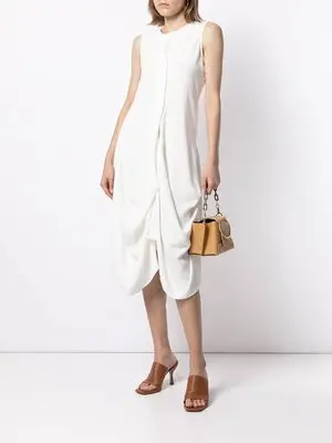 Goen.j Draped Sleeveless Dress - White