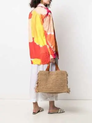IBELIV Raffia Fringe Tote Bag - Neutrals