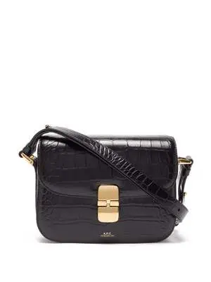 A.p.c. A.P.C. - Grace Small Croc-effect Leather Cross-body Bag - Womens - Black Black