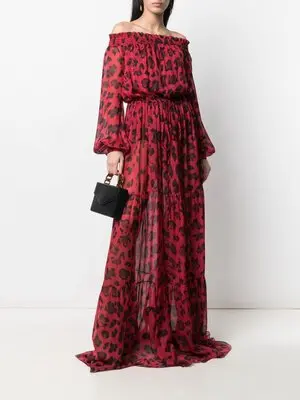 Philipp Plein Leopard-print Off-shoulder Maxi Dress