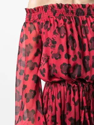 Philipp Plein Leopard-print Off-shoulder Maxi Dress