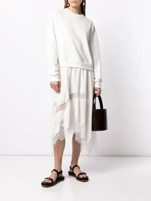Goen.j Sweatshirt-layered Lace Dress