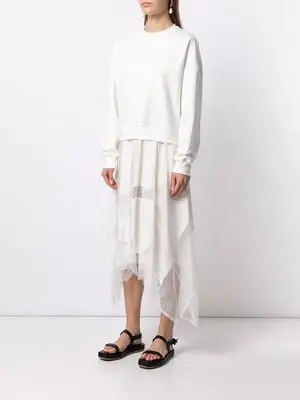 Goen.j Sweatshirt-layered Lace Dress