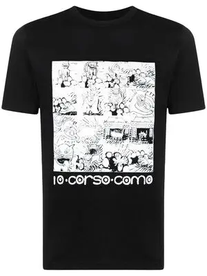 10 CORSO COMO Graphic Print T-shirt - Black