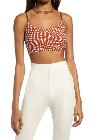 OPEN EDIT Women's Open Edit Crop Cami Brown Spice Floating Diamonds