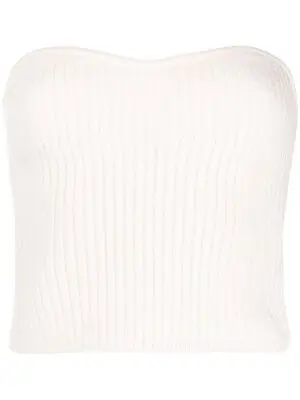Saint Laurent Ribbed Strapless Top
