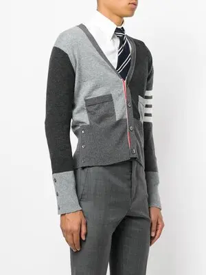 Thom Browne Fitted Waist V-neck Cardigan