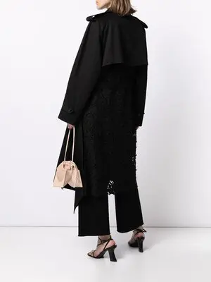 Goen.j Double-breasted Lace-paneled Trench Coat
