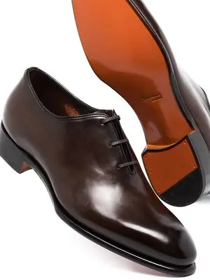 Santoni Leather Lace-up Oxford Shoes - Brown