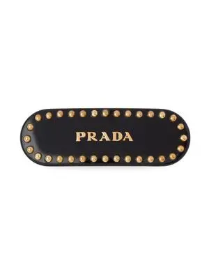Prada Logo-print Studded Hair Clip - Black