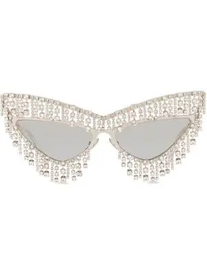 Dolce & Gabbana Crystal-embellished Cat-eye Sunglasses - Silver