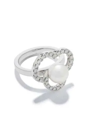 TASAKI 18kt White Gold Akoya Pearl And Diamond Ring - Silver