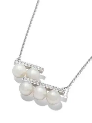 TASAKI Line Balance Step Neo Pearl And Diamond Necklace - Silver