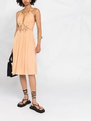 Alberta Ferretti Beaded Metallic-thread Dress