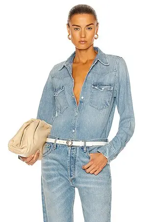 NILI LOTAN Travis Top Light Blue Wash