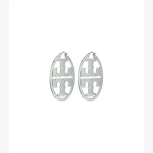 Tory Burch Miller Hoop Earrings Silver