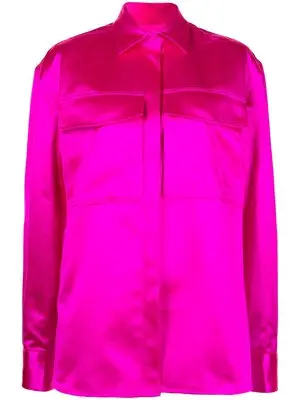 Alex Perry Duchesse Satin Boxy Shirt - Pink
