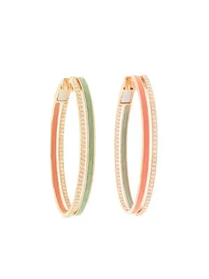ALESSA 18kt Rose Gold Diamond Spectrum Hoop Earrings - Pink
