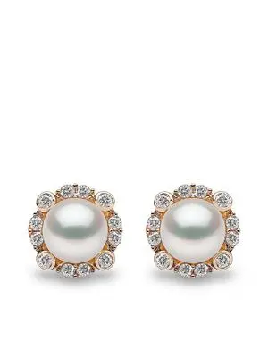 Yoko London 18kt Yellow Pearl And Diamond Stud Earrings - Gold