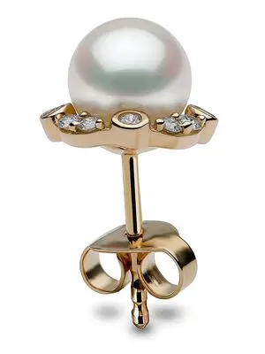 Yoko London 18kt Yellow Pearl And Diamond Stud Earrings - Gold