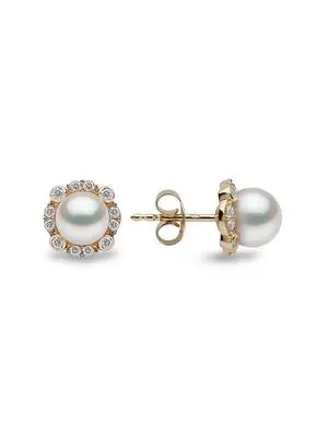 Yoko London 18kt Yellow Pearl And Diamond Stud Earrings - Gold