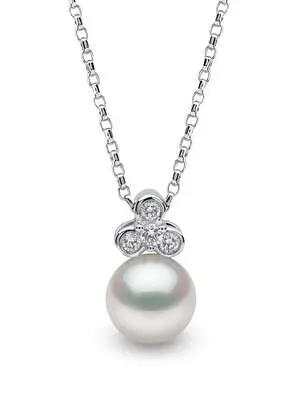 Yoko London 18kt White Gold Freshwater Pearl And Diamond Pendant Necklace - Silver