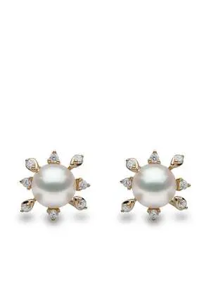 Yoko London 18kt Yellow Diamond And Pearl Stud Earrings - Gold