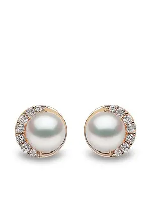 Yoko London 18kt Yellow Freshwater Pearl And Diamond Stud Earrings - Gold