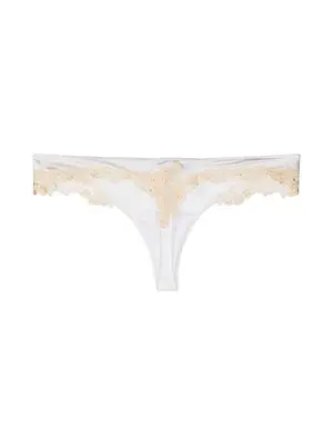 La Perla Frastaglio Embroidery Silk Thongs