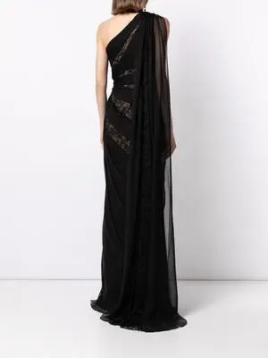 Zuhair Murad One-shoulder Draped Lace Gown