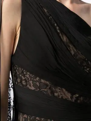 Zuhair Murad One-shoulder Draped Lace Gown