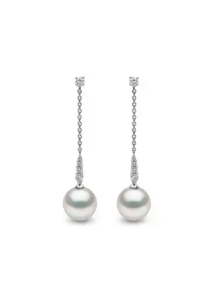 Yoko London 18kt White Gold Diamond And Pearl Drop Earrings