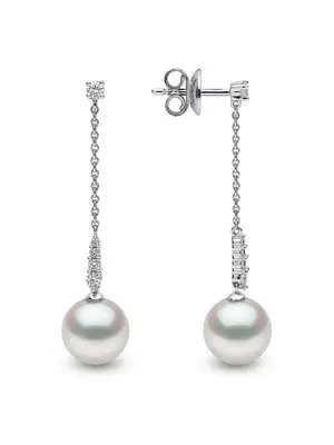 Yoko London 18kt White Gold Diamond And Pearl Drop Earrings