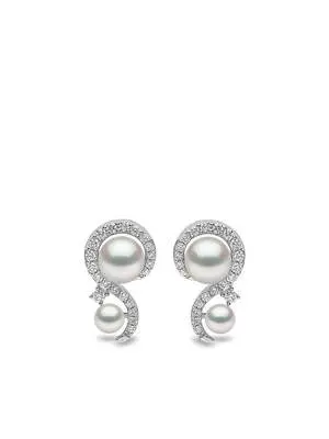 Yoko London 18kt White Gold Freshwater Pearl And Diamond Stud Earrings - Silver