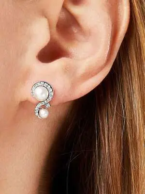 Yoko London 18kt White Gold Freshwater Pearl And Diamond Stud Earrings
