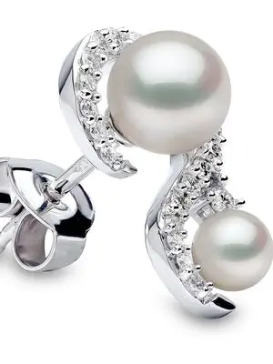 Yoko London 18kt White Gold Freshwater Pearl And Diamond Stud Earrings