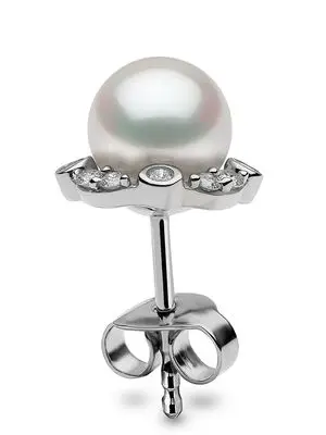 Yoko London 18kt White Gold Freshwater Pearl And Diamond Stud Earrings - Silver