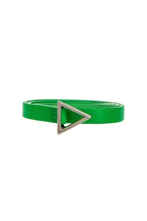 Bottega Veneta Leather Triangle Belt - Parakeet & Silver