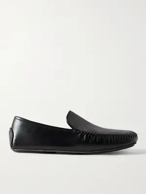 Manolo Blahnik Mayfair Leather And Suede Slippers