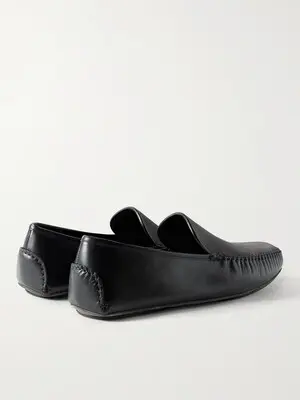 Manolo Blahnik Mayfair Leather And Suede Slippers