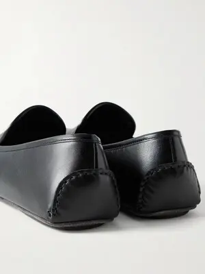 Manolo Blahnik Mayfair Leather And Suede Slippers