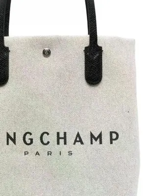 Longchamp Logo Print Canvas Tote Bag