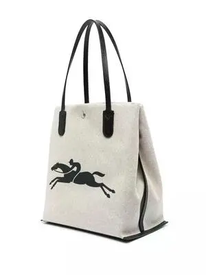 Longchamp Logo Print Canvas Tote Bag