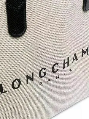 Longchamp Logo Print Canvas Tote Bag