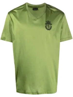 BILLIONAIRE Crest-embroidered V-neck T-shirt